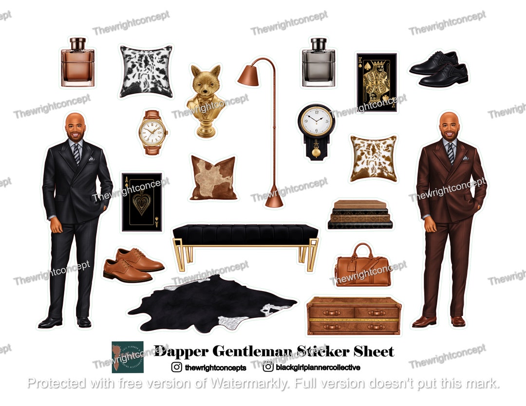 Dapper Gentleman Sticker Sheet bald , African American Stickers, Black ...