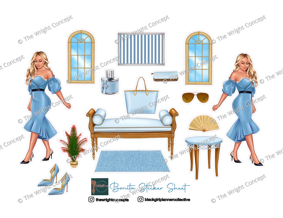 Bonita Sticker Sheet blonde GREEN Stickers, Blonde Fashion Girl ...