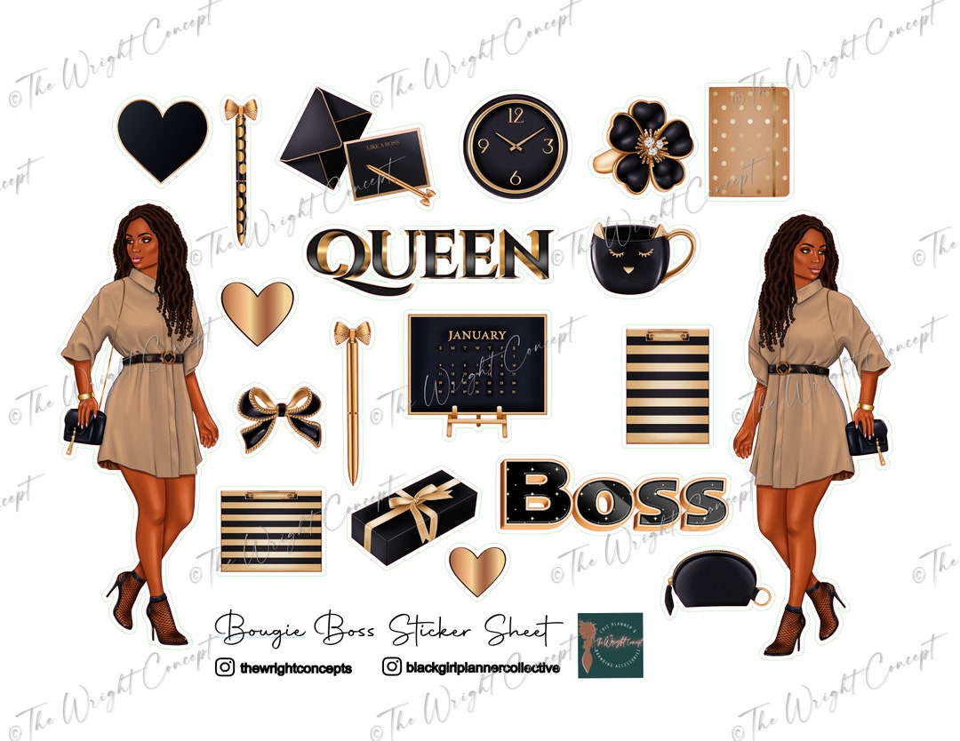 Bougie Boss Sticker Sheet locs Wellness Stickers, Black Girl Stickers ...