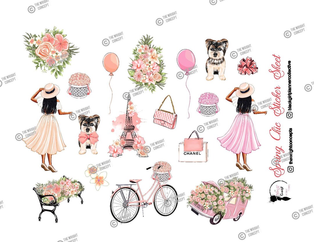 Spring Chic Sticker Sheet, Black Girl Stickers, Black Girl Planner ...