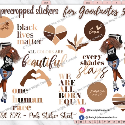 Black Girl Goodnotes Stickers Mood For Melanin Sticker Set Etsy
