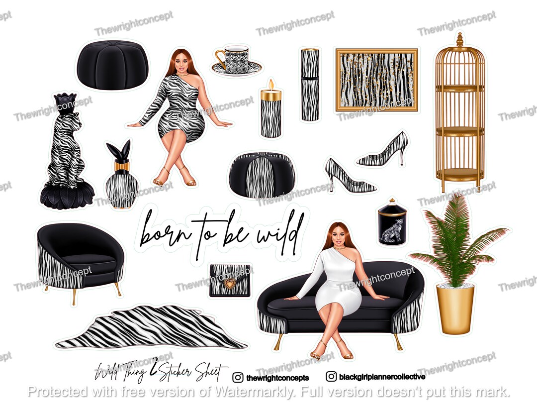 Wild Thing 2 Sticker Sheet, Brown Hair Stickers, Brunette Planner ...