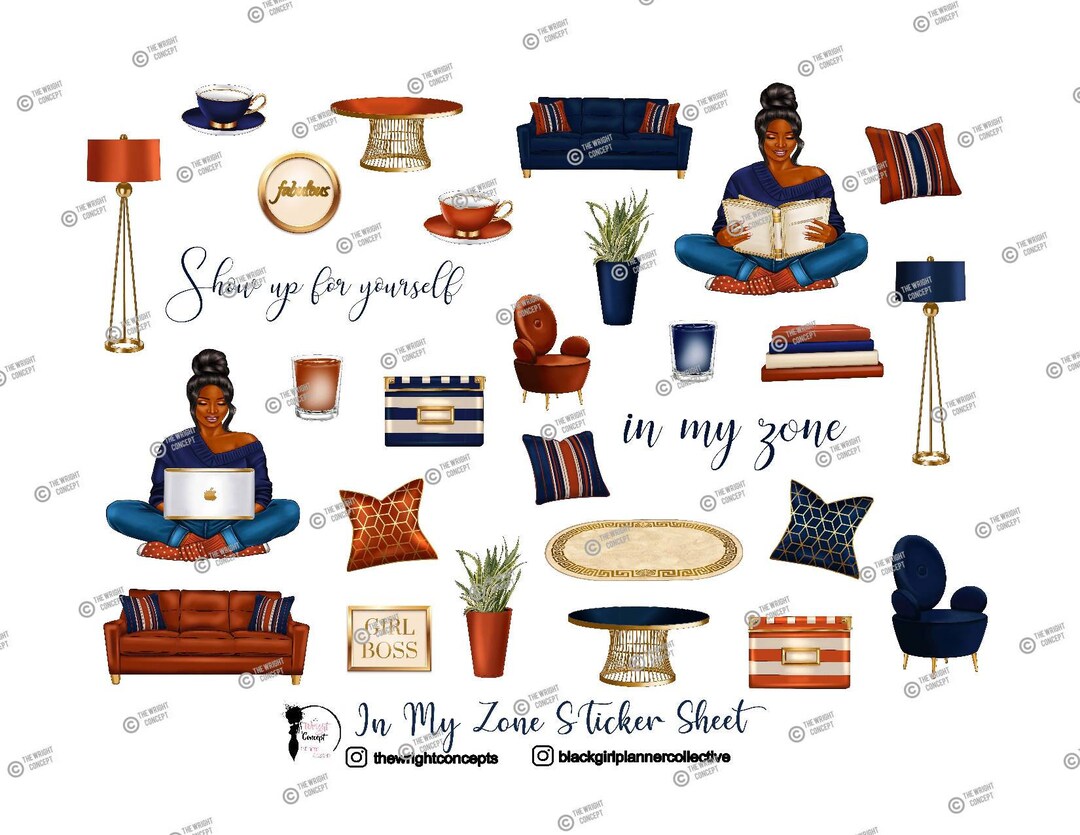 In My Zone Sticker Sheet silky Bun, Girl Boss Stickers, Black Girl ...