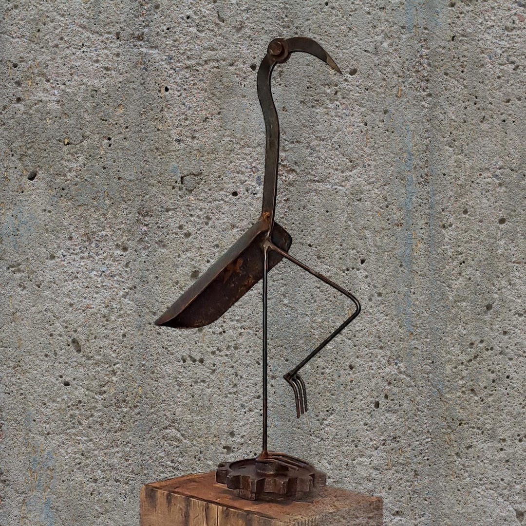 Bird Metal Sculpture, Bird Art, Rustic Metal Sculpture, Reclaimed Art ...