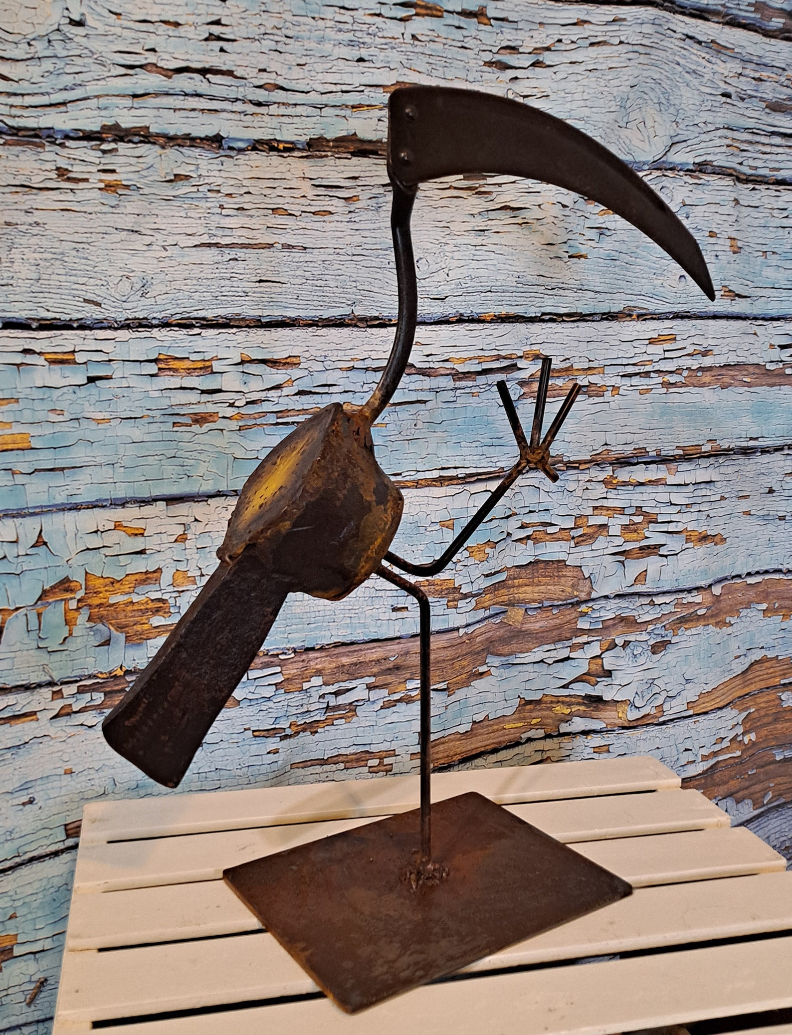 Bird Metal Sculpture, Bird Art, Rustic Metal Sculpture, Reclaimed Art ...