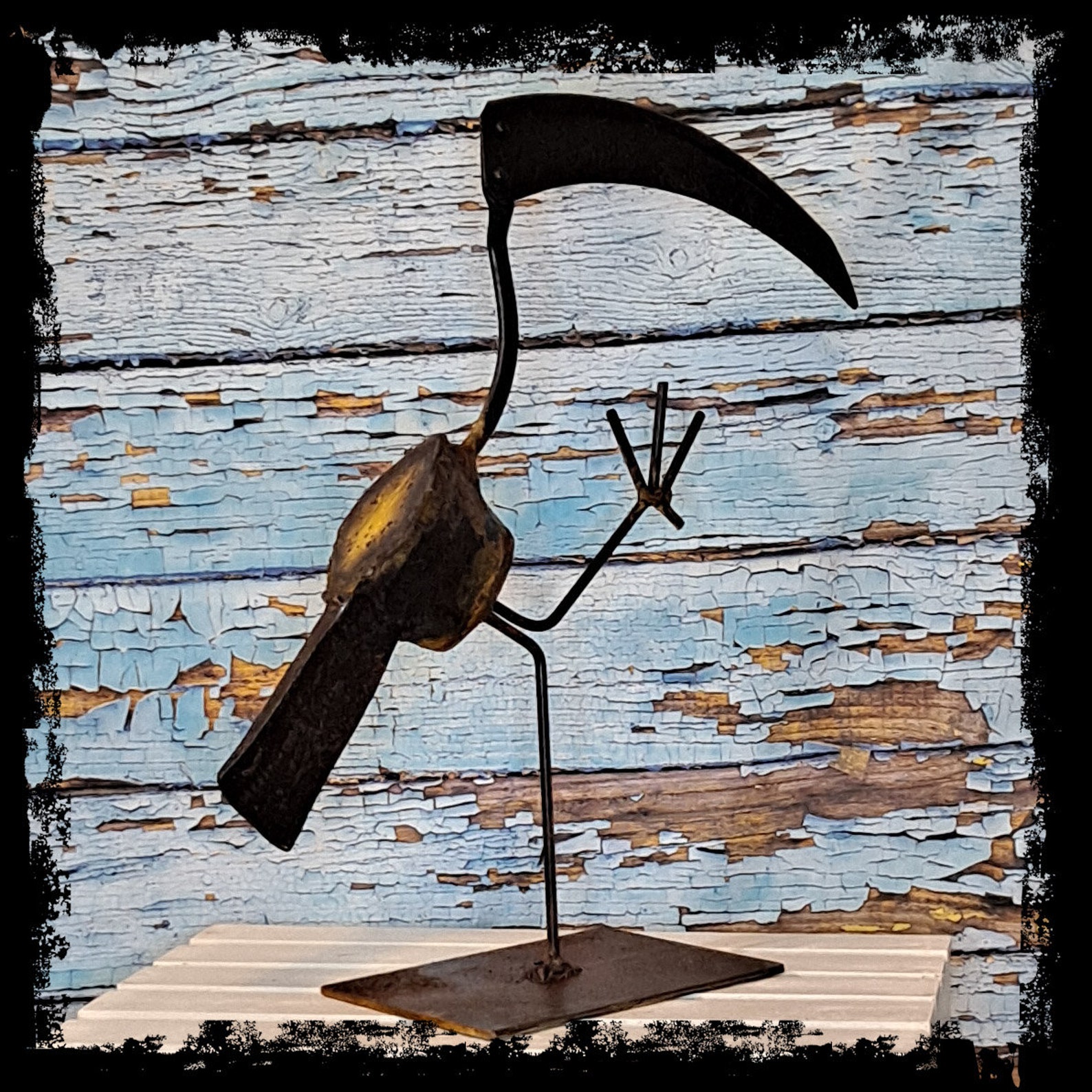 Bird Metal Sculpture, Bird Art, Rustic Metal Sculpture, Reclaimed Art ...