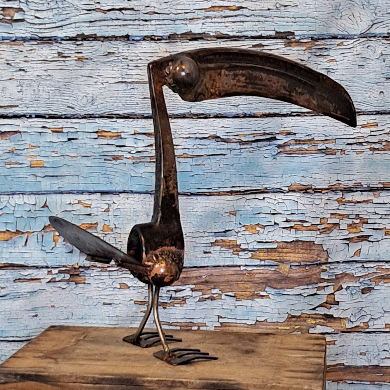 Bird Metal Sculpture, Bird Art, Tucan, Rustic Metal Sculpture ...