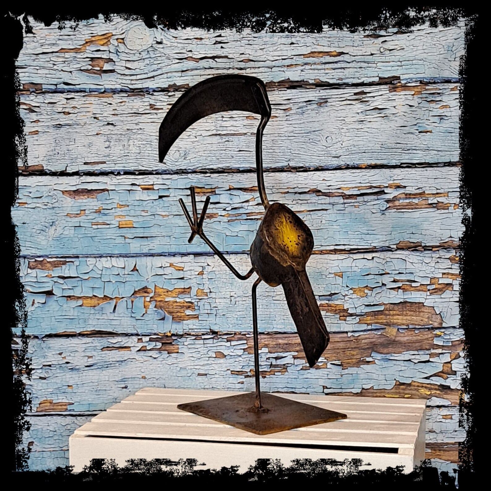 Bird Metal Sculpture, Bird Art, Rustic Metal Sculpture, Reclaimed Art ...