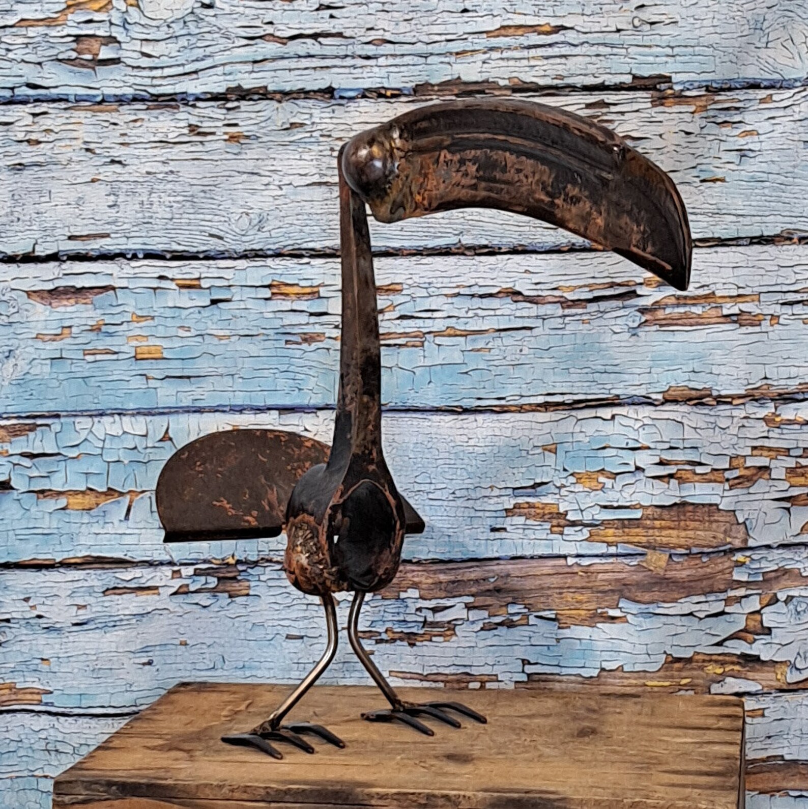Bird Metal Sculpture, Bird Art, Tucan, Rustic Metal Sculpture ...