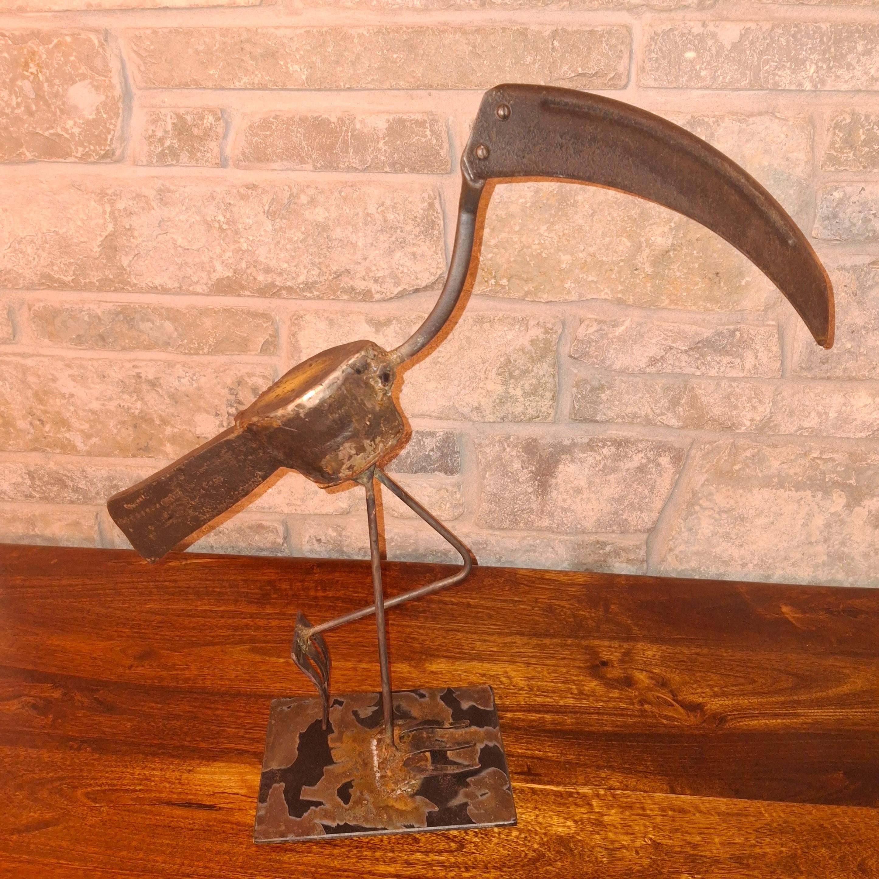 Bird Metal Sculpture, Bird Art, Rustic Metal Sculpture, Reclaimed Art ...