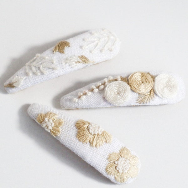 Embroidered Hair Clip - Etsy