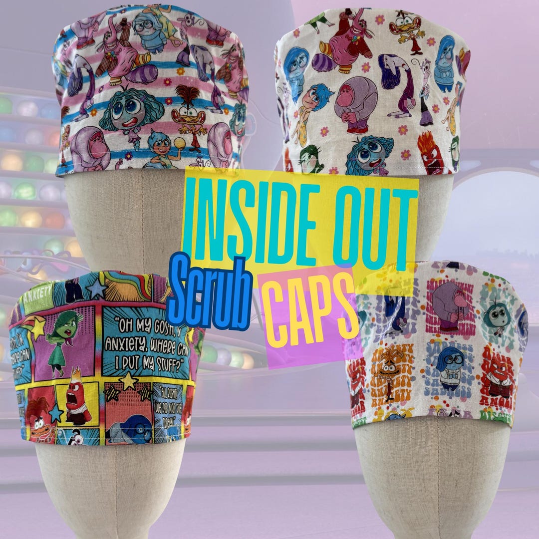Pixar Inside Out Emotions Scrub Cap. Joy. Sadness. Anxiety. Anger. Fear ...
