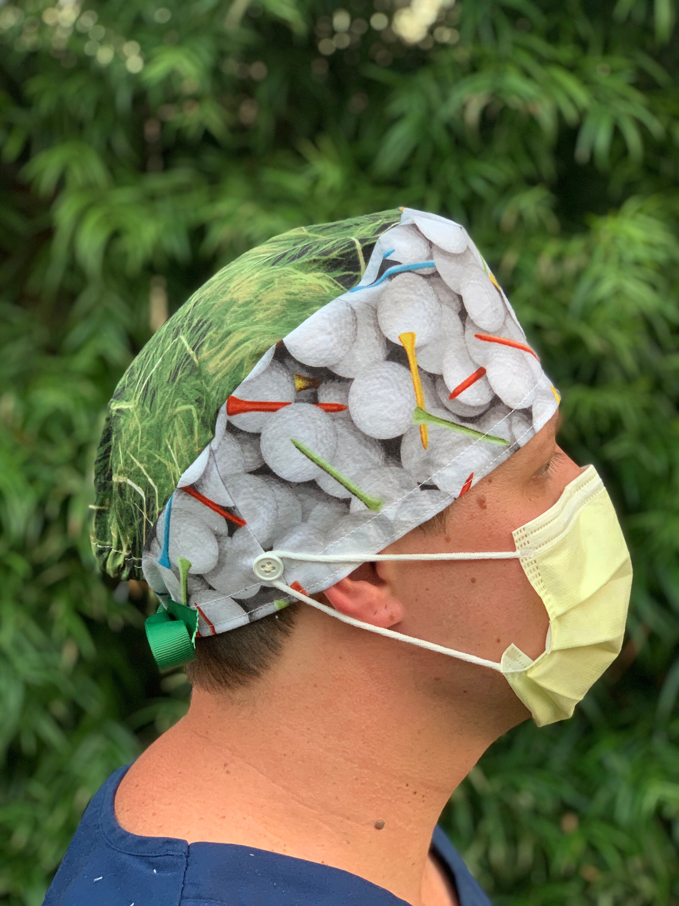 Golf Scrub Cap With Buttons. Golfing. Grass Nurse Hat - Etsy