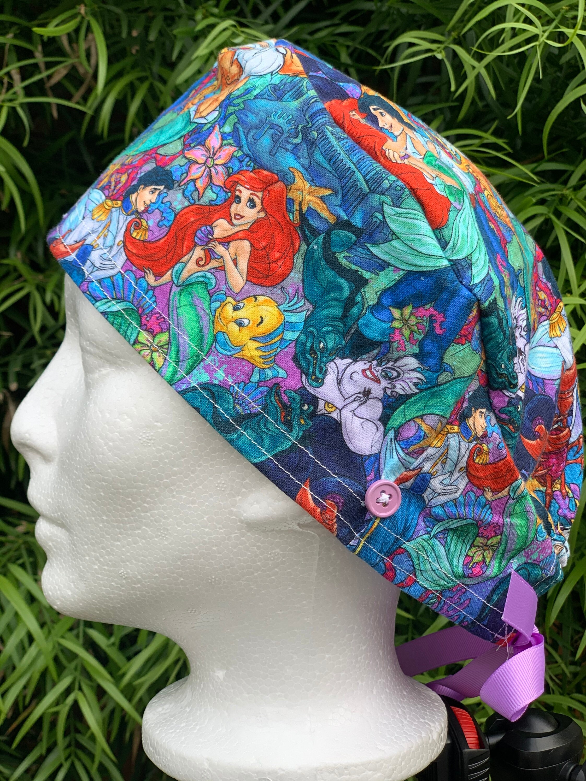 Mermaid Scrub Cap with Buttons Sea Witch Princess Surgical - Etsy.de