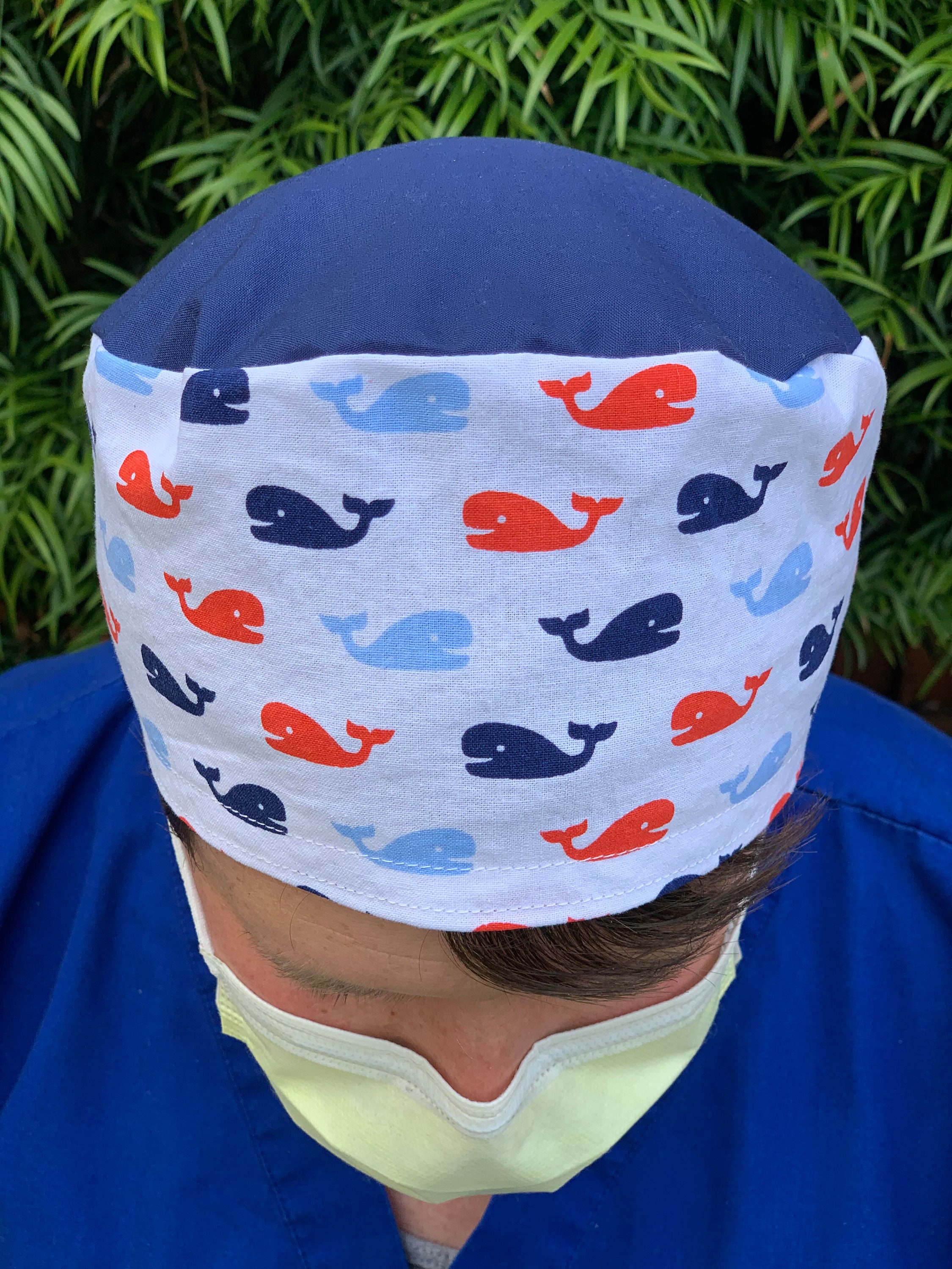 Whale Scrub Cap With Button for Nurse, Can, RN, MD, Doctor, Surgeon ...