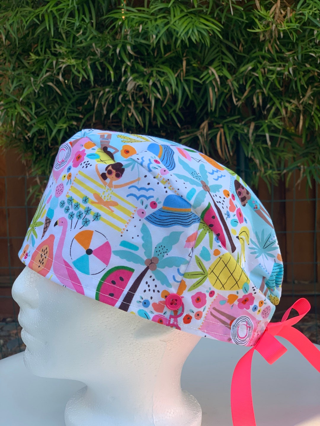 Summer Fun. Aloha Scrub Cap With Buttons for RN, Doctor, Nurse, RDA ...