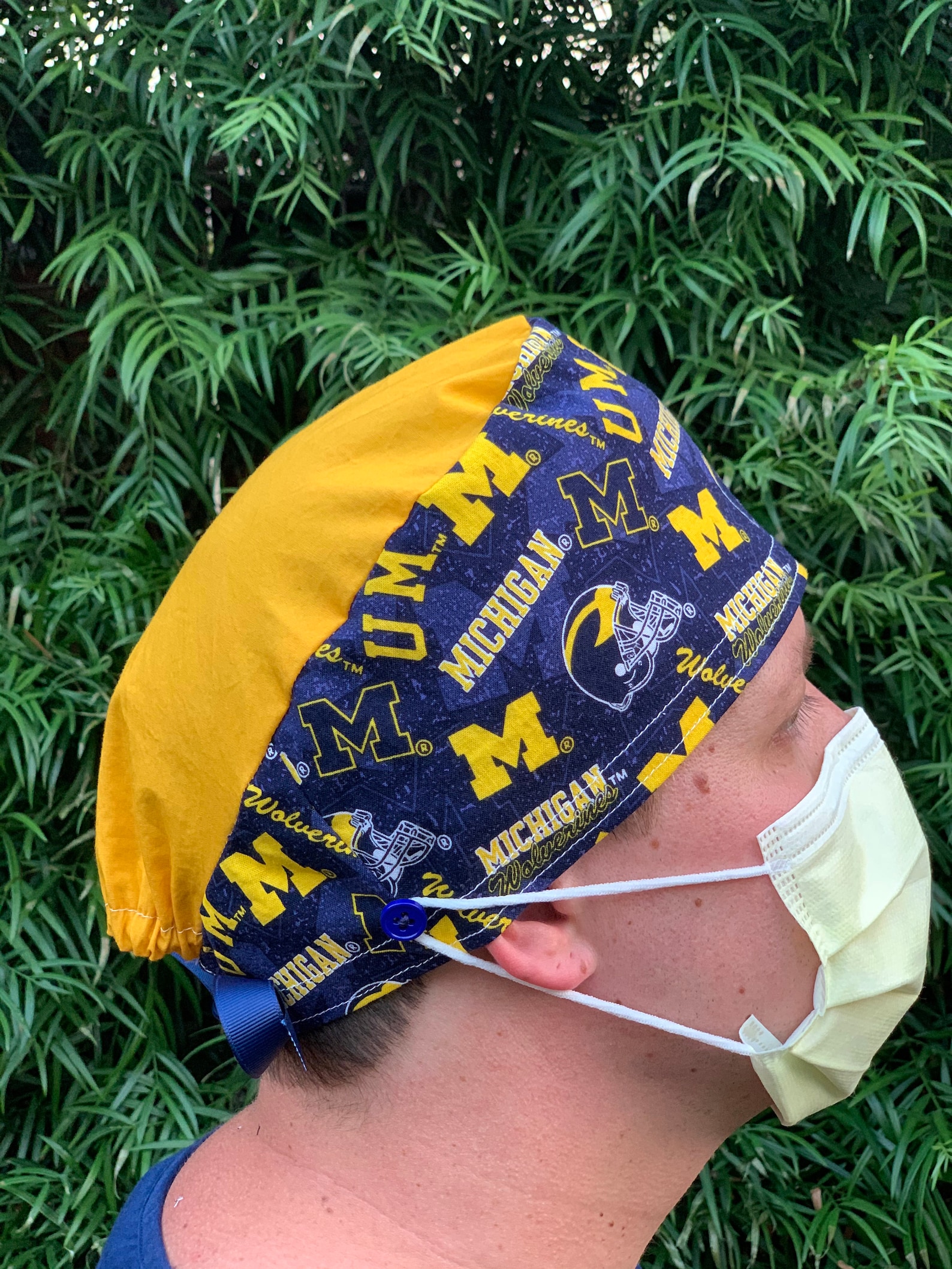 Michigan Wolverines Scrub Cap with buttons. UM | Etsy