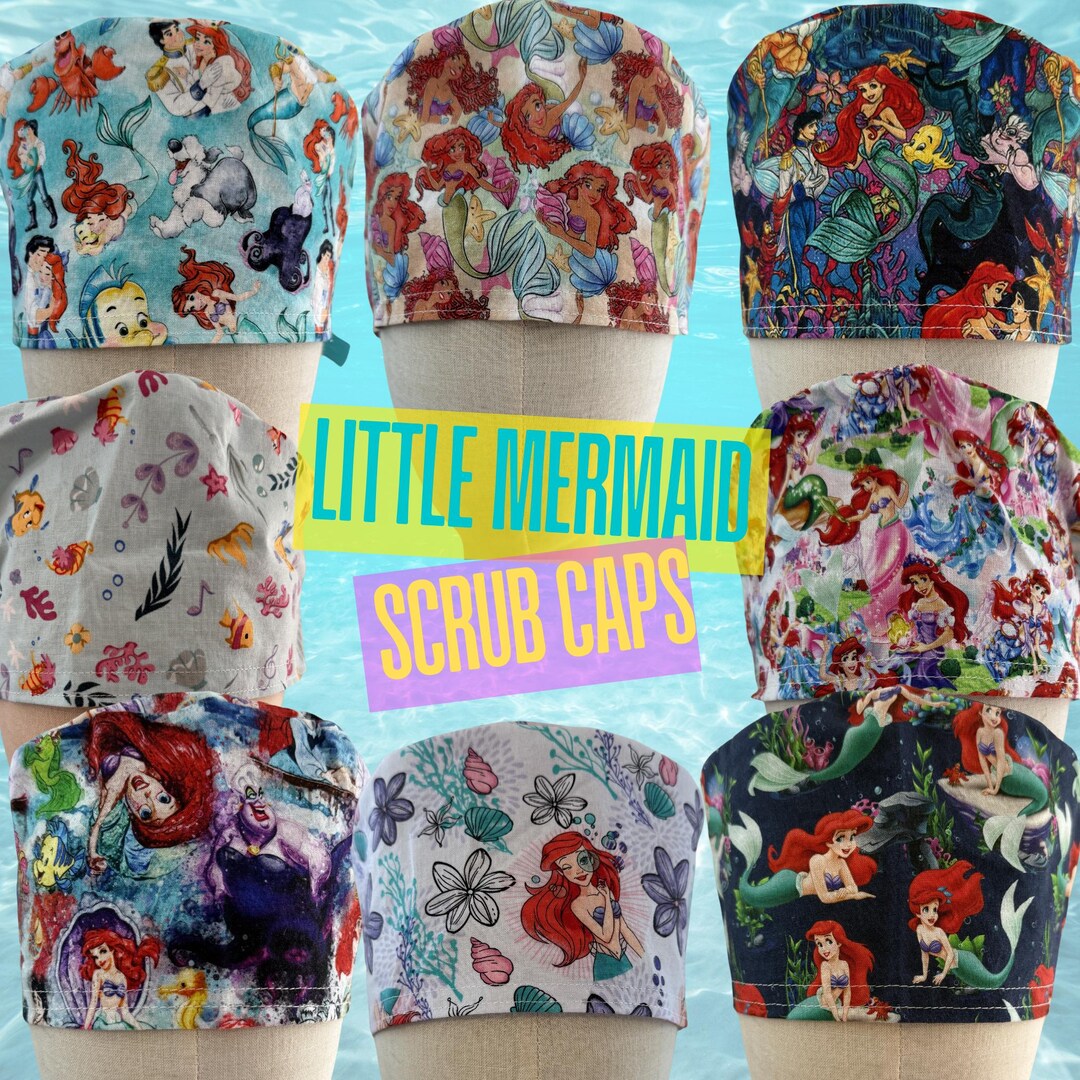 Mermaid Scrub Cap With Buttons, Sea Witch, Princess, Surgical Hat, PPE ...