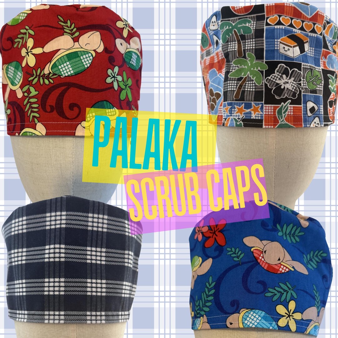 Hawaiian Palaka Scrub Cap With Buttons for RN, Doctor, Nurse, RDA ...