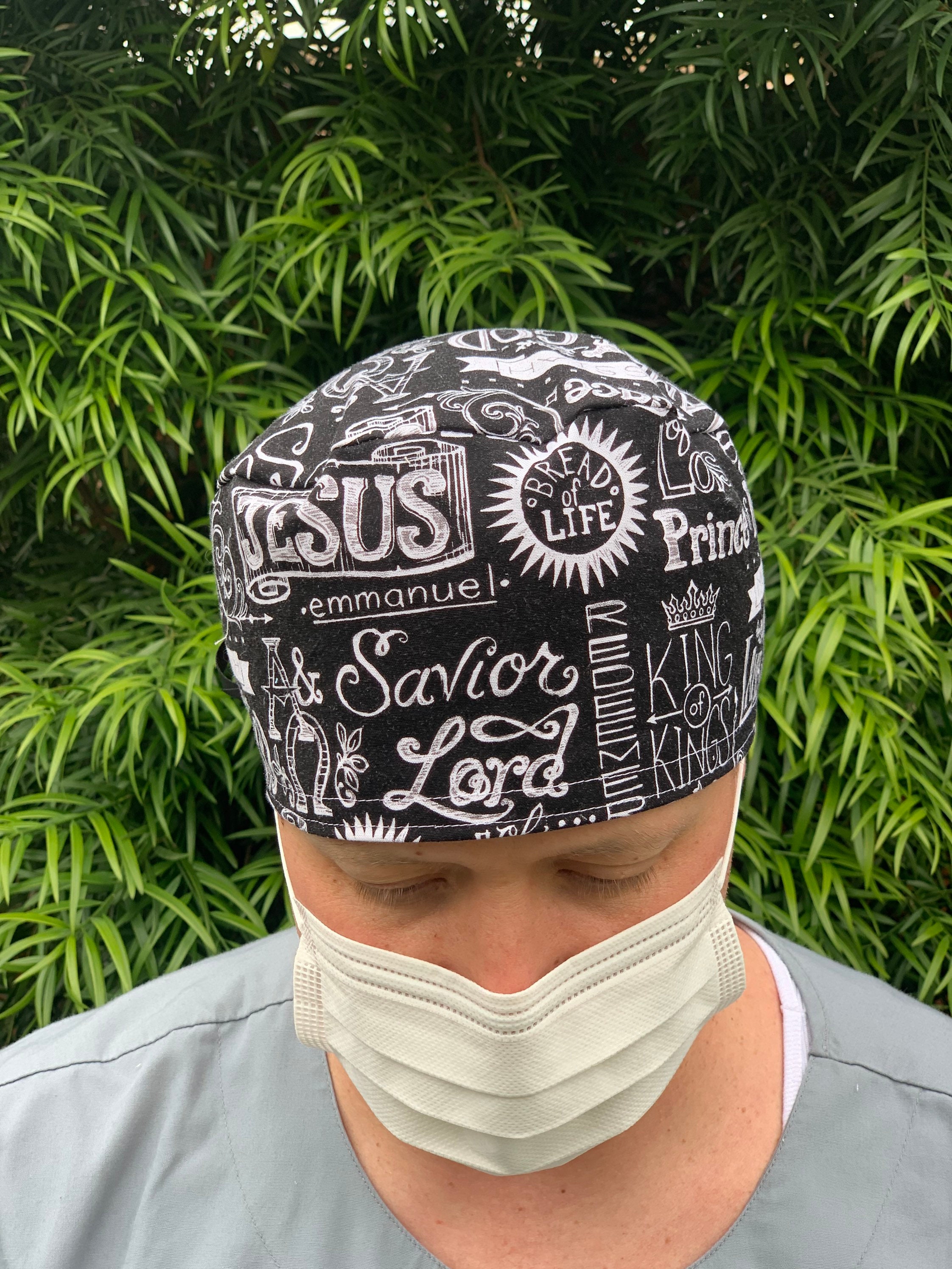 Bible Verse Black White Photo Scrub Cap With Buttons. RN. - Etsy