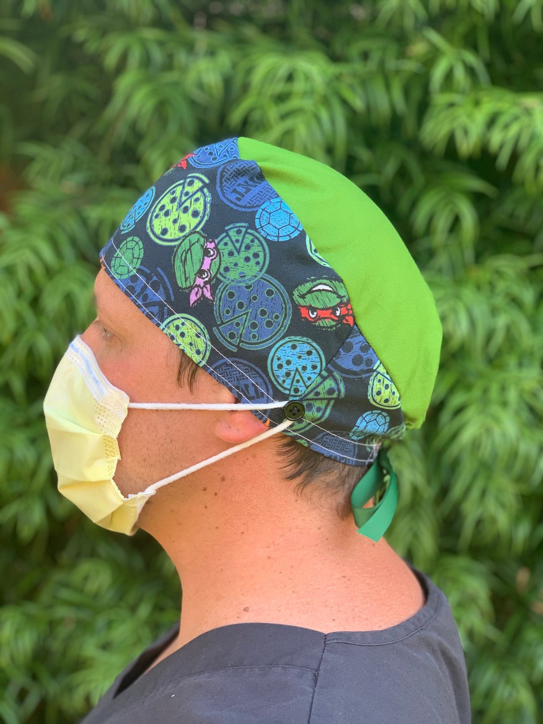 Ninja Character Turtles Scrub Cap Green and Blue Surgical Cover, OR ...