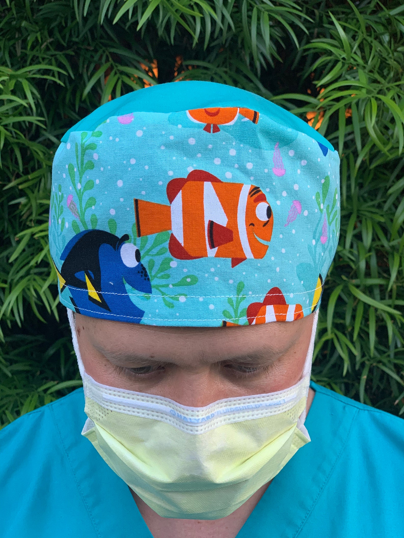 Fish Scrub Cap With Button Turquoise Surgical Hat. Keep | Etsy