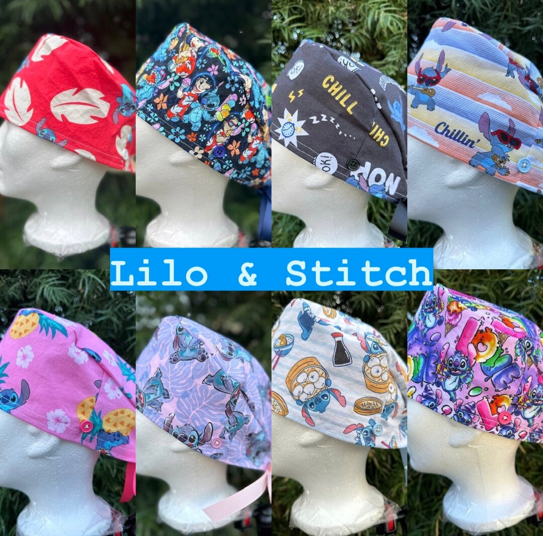 Newly Released Stitch Prints Scrub Cap With Buttons. Nurse Hat.rn ...