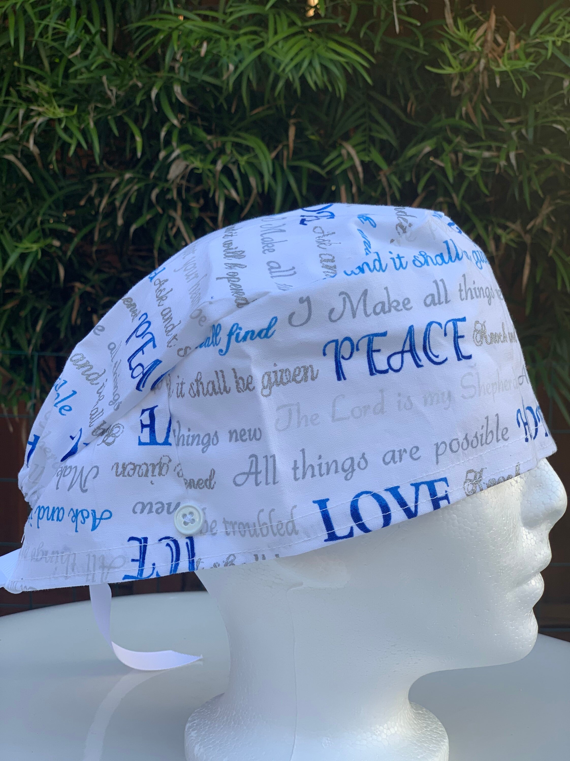 Faith. Hope. Love Scrub Cap With Buttons. RN. Nurse, Doctor Surgical ...