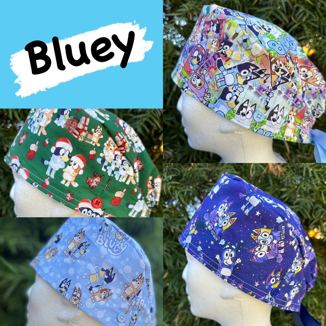 Blue Puppy Scrub Cap With Buttons. - Etsy