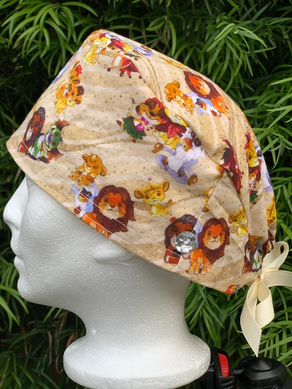 Lion Scrub Cap With Buttons. Ppe - Etsy