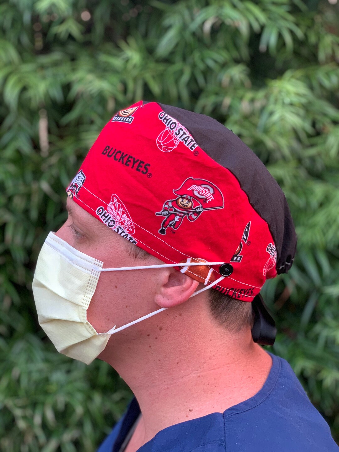 Ohio State Buckeyes Scrub Cap With Buttons - Etsy