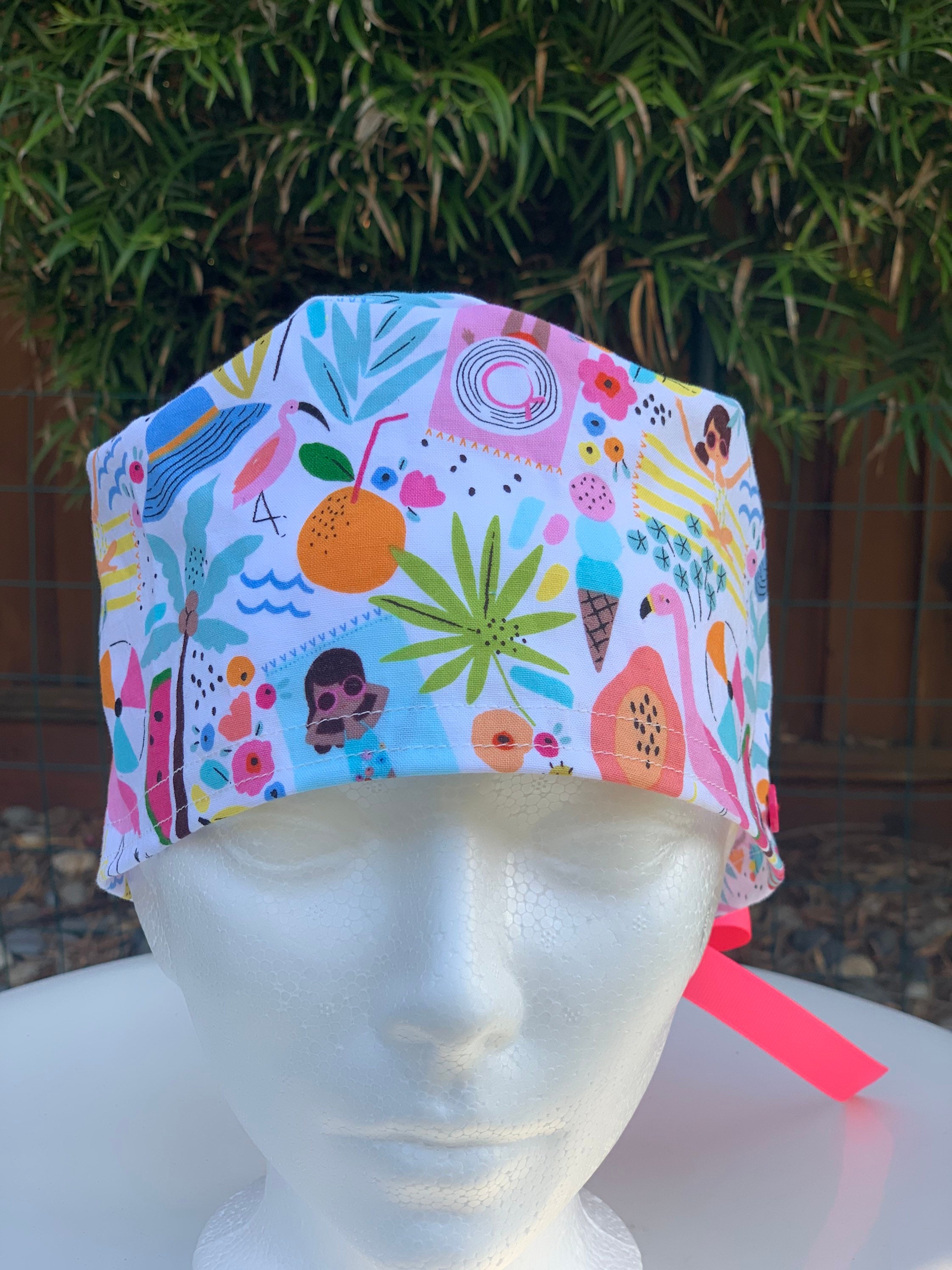 Summer Fun. Aloha Scrub Cap With Buttons for RN Doctor | Etsy