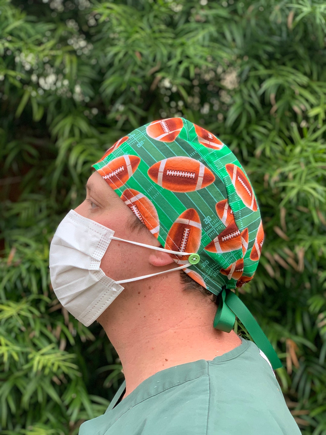 Football Scrub Cap With Buttons - Etsy