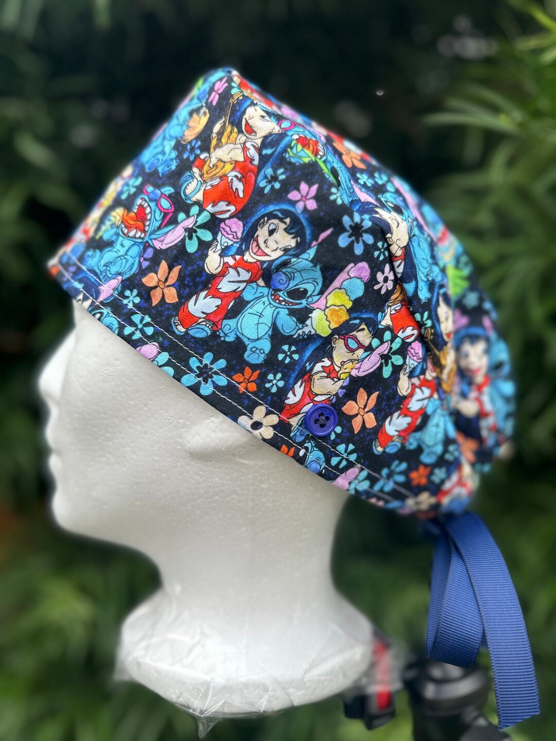 Stitch and Lilo Ice Cream Hawaii Scrub Cap With Buttons. Nurse Hat.rn ...