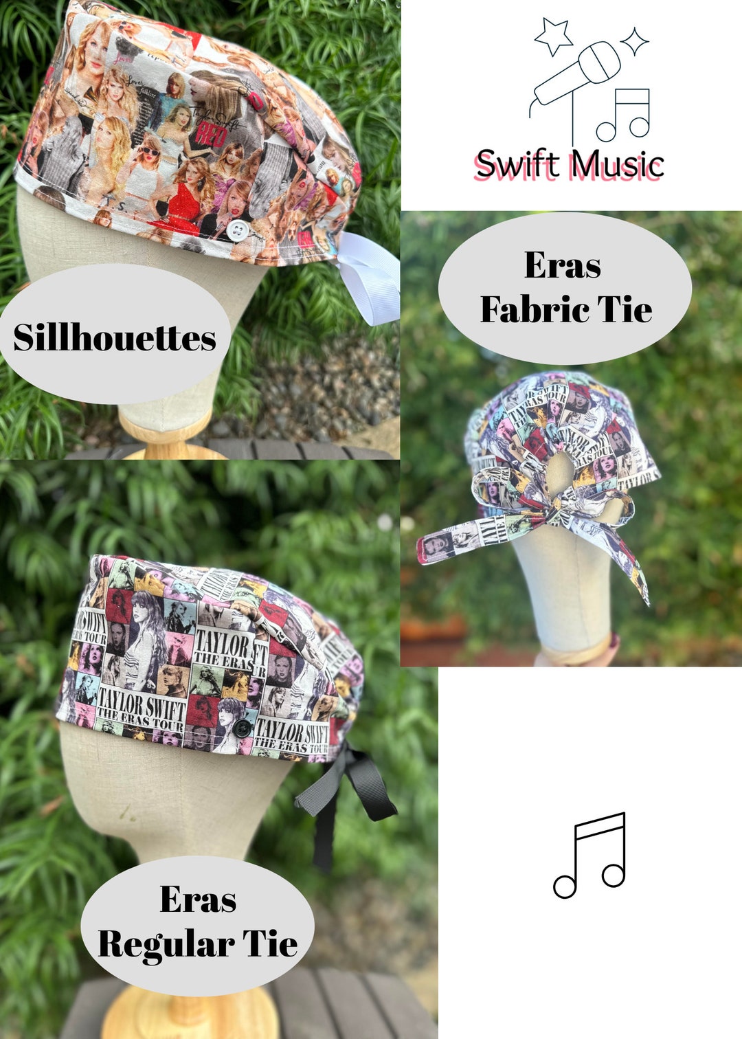 Swift Music Scrub Cap. Surgical Cover, OR, Nurse Hat, Doctor Headgear ...