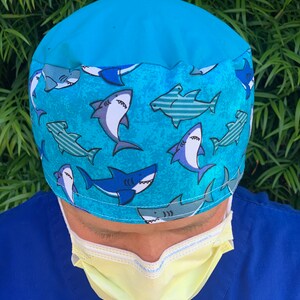 Scrub Cap With Buttons Shark, Ocean, Turquoise Aqua Baby Shark - Etsy