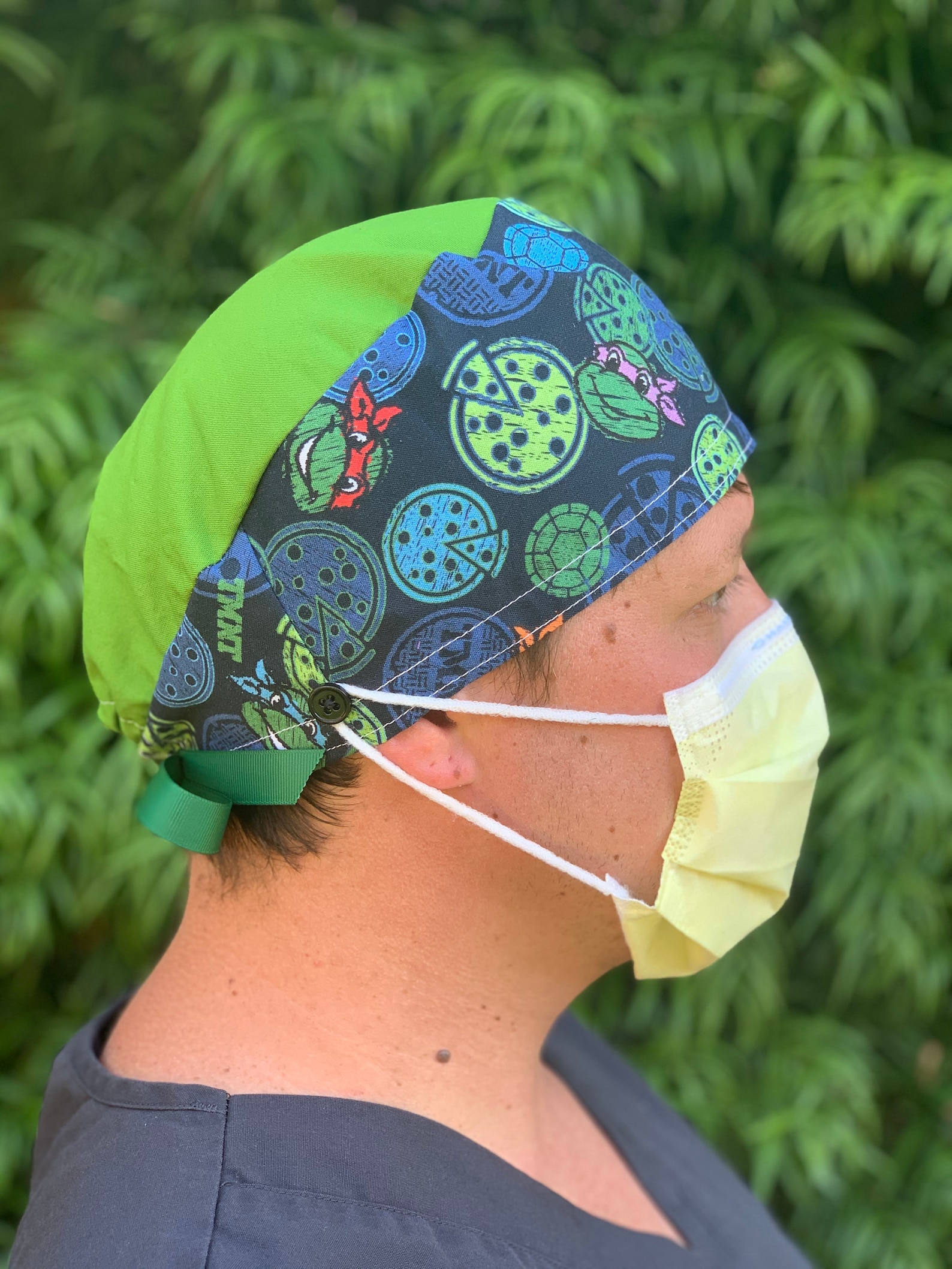 Ninja Character Turtles Scrub Cap Green and Blue Surgical - Etsy