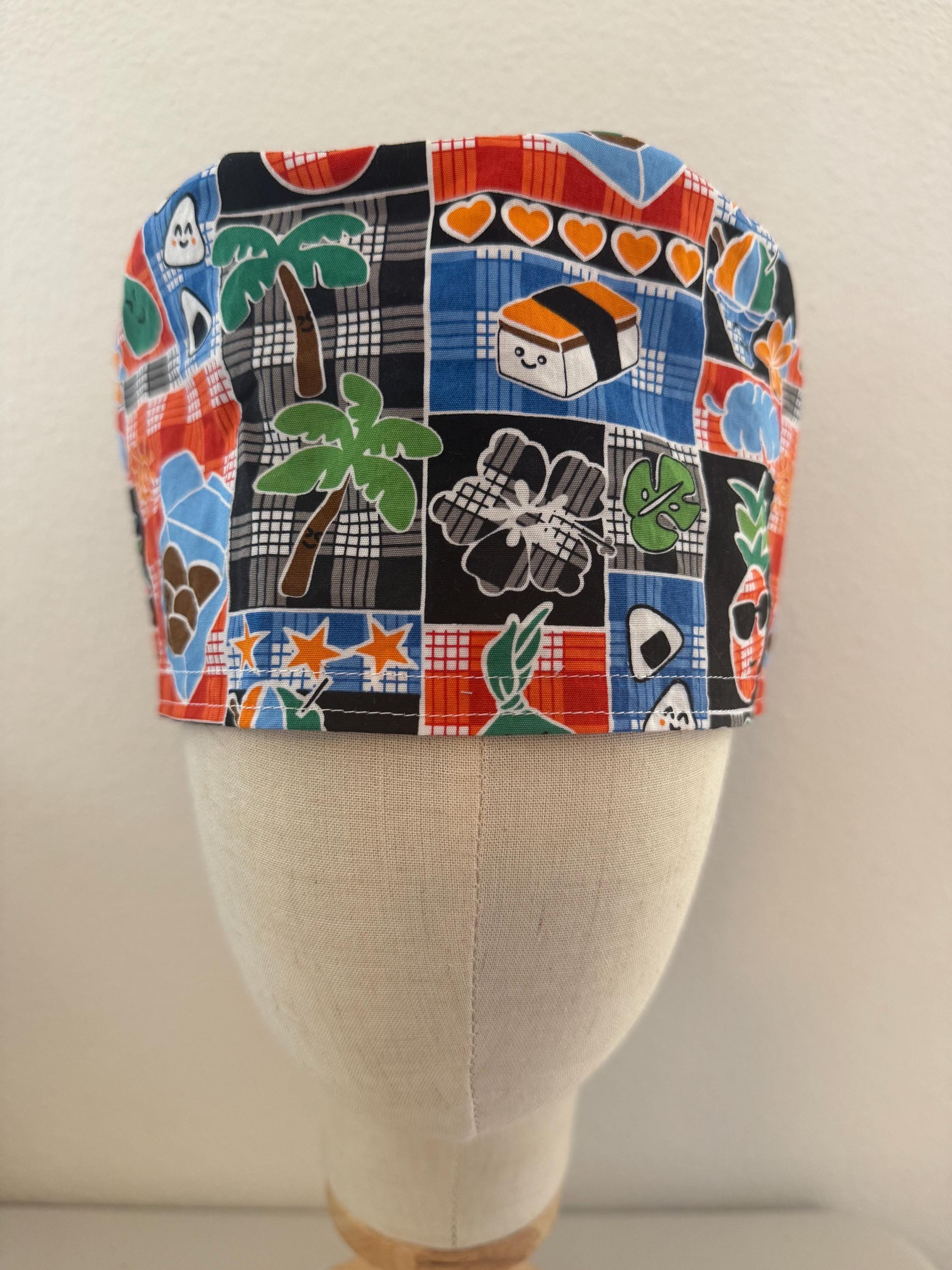 Hawaiian Palaka Scrub Cap With Buttons for RN, Doctor, Nurse, RDA ...