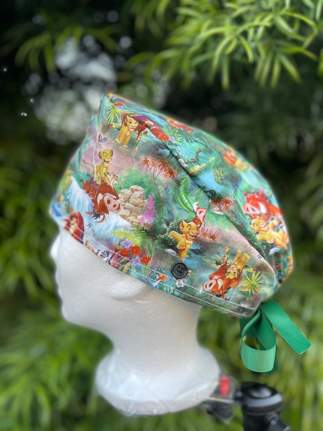 Lion Cub Jungle Scene Scrub Cap With Buttons, RN, Doctor, Surgical Hat ...