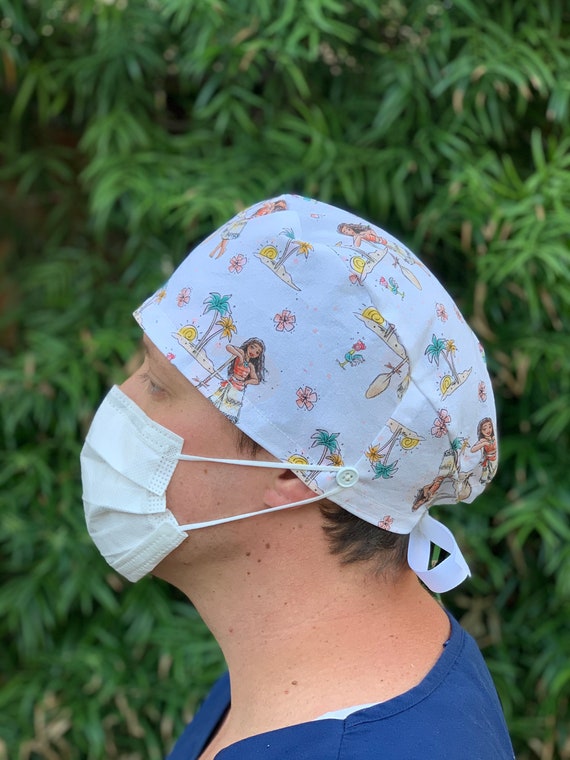 Hawaiian Princess Scrub Cap With Buttons Surgical Cover OR | Etsy