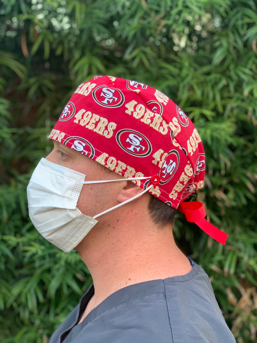 San Francisco 49ers Scrub Cap With Buttons. Surgical Hat. Or, Nurse ...
