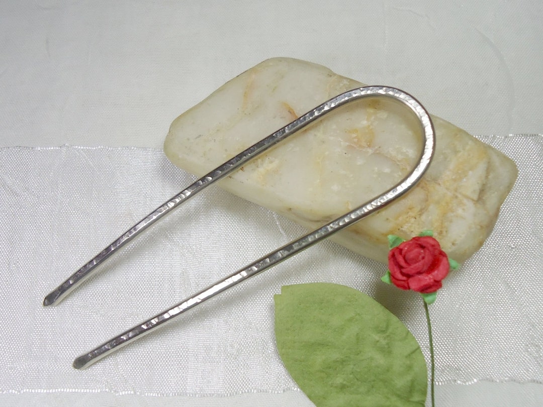 Hair Fork minimal Made of Alpaca New Silver, Fork, Slightly Curved ...