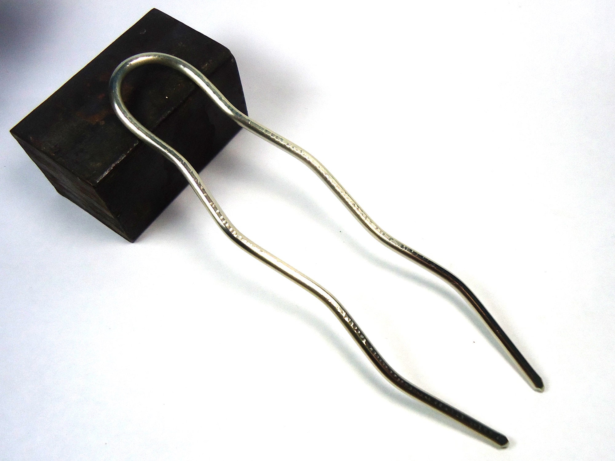 Hair Fork Made of Solid Alpaca Metal, Fork, Handmade, Hair Accessories ...