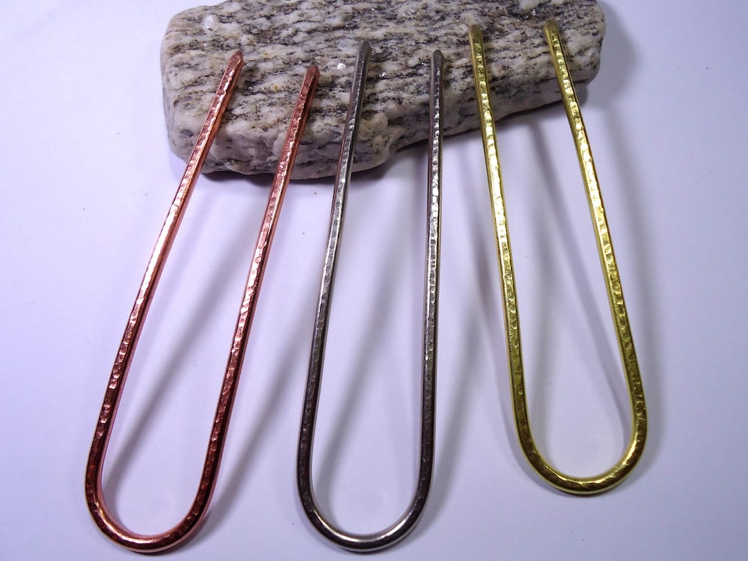 3 Hair Forks minimalassorted Made of Brass, Alpaca, and Copper Metal ...