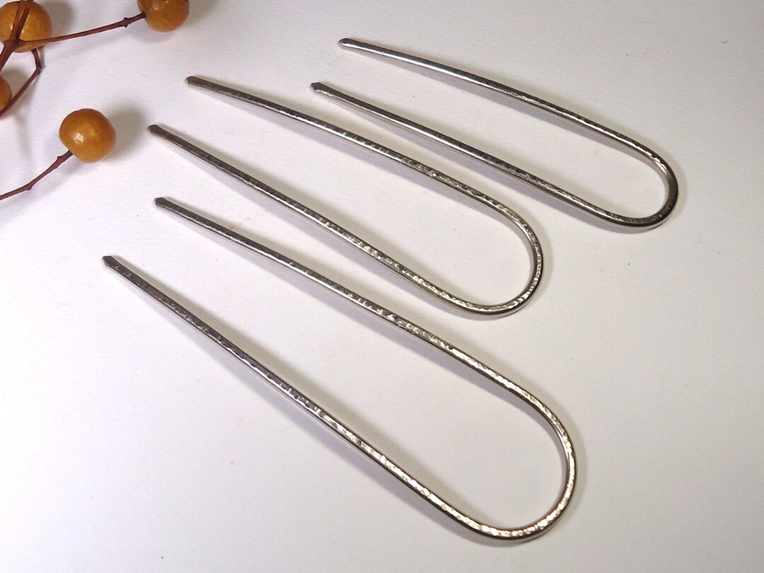 3 Hair Forks various Sizes Made of Alpaca, New Silver, Fork, Slightly ...