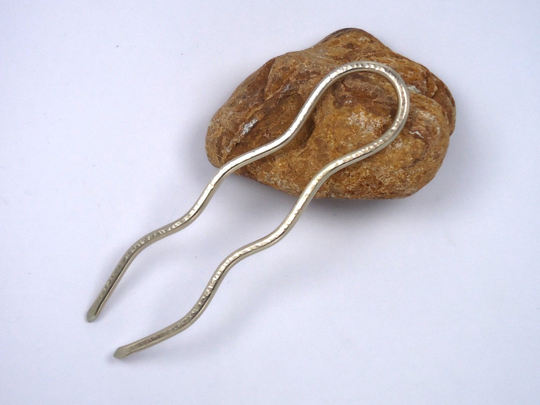Hair Fork Wavy, minimal Hair Fork, Alpaca, New Silver, Metal Handcraft ...