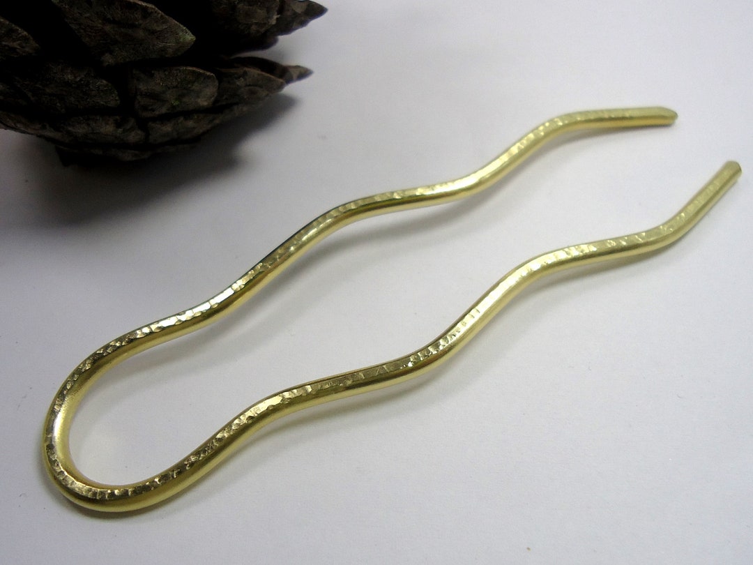 Hair Fork Wavy, minimal Made of Brass, Fork, Slightly Curved, Handmade ...