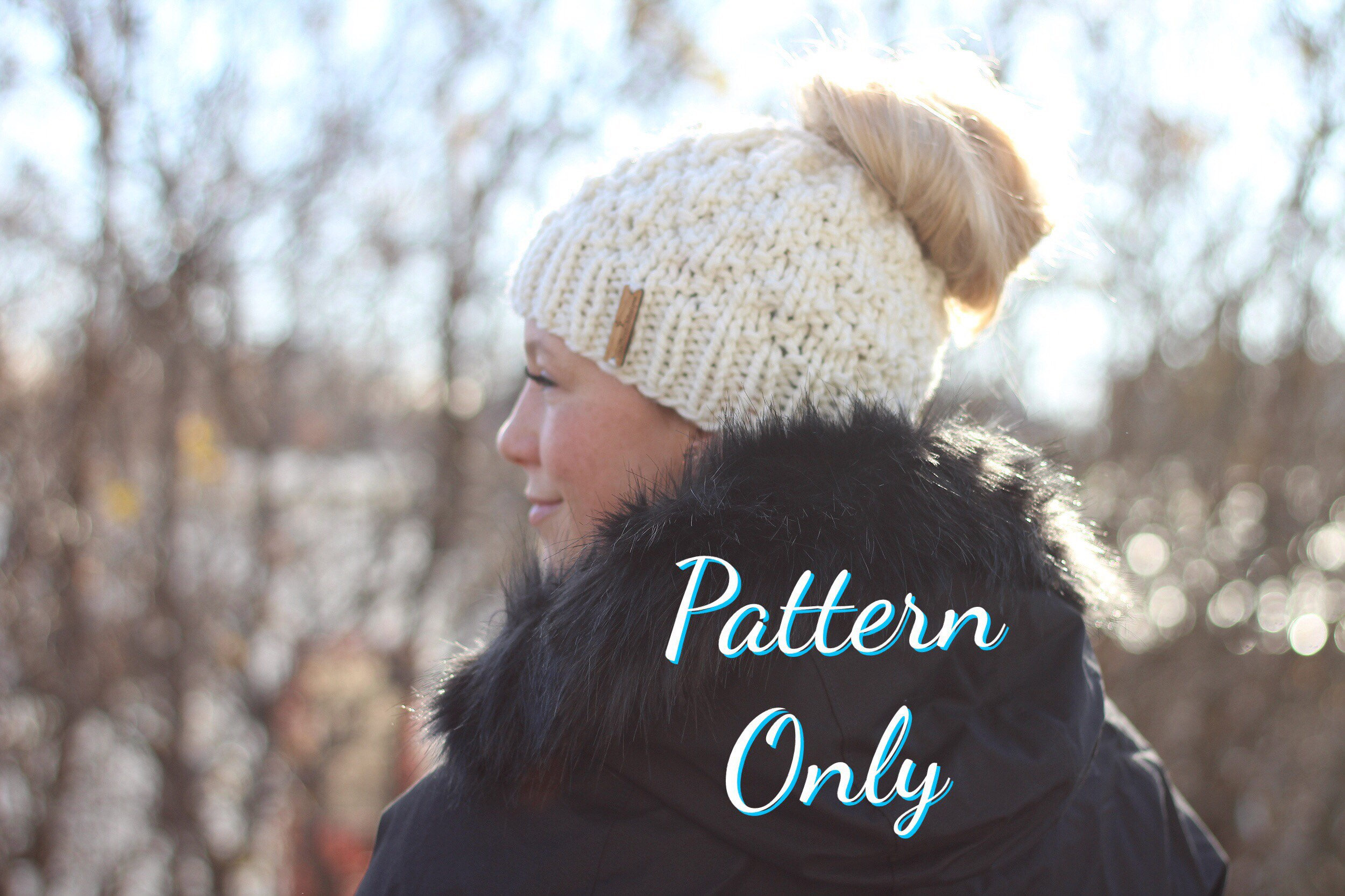 Messy Bun Beanie Pattern, Messy Bun Pattern, Knit Messy Bun Pattern ...