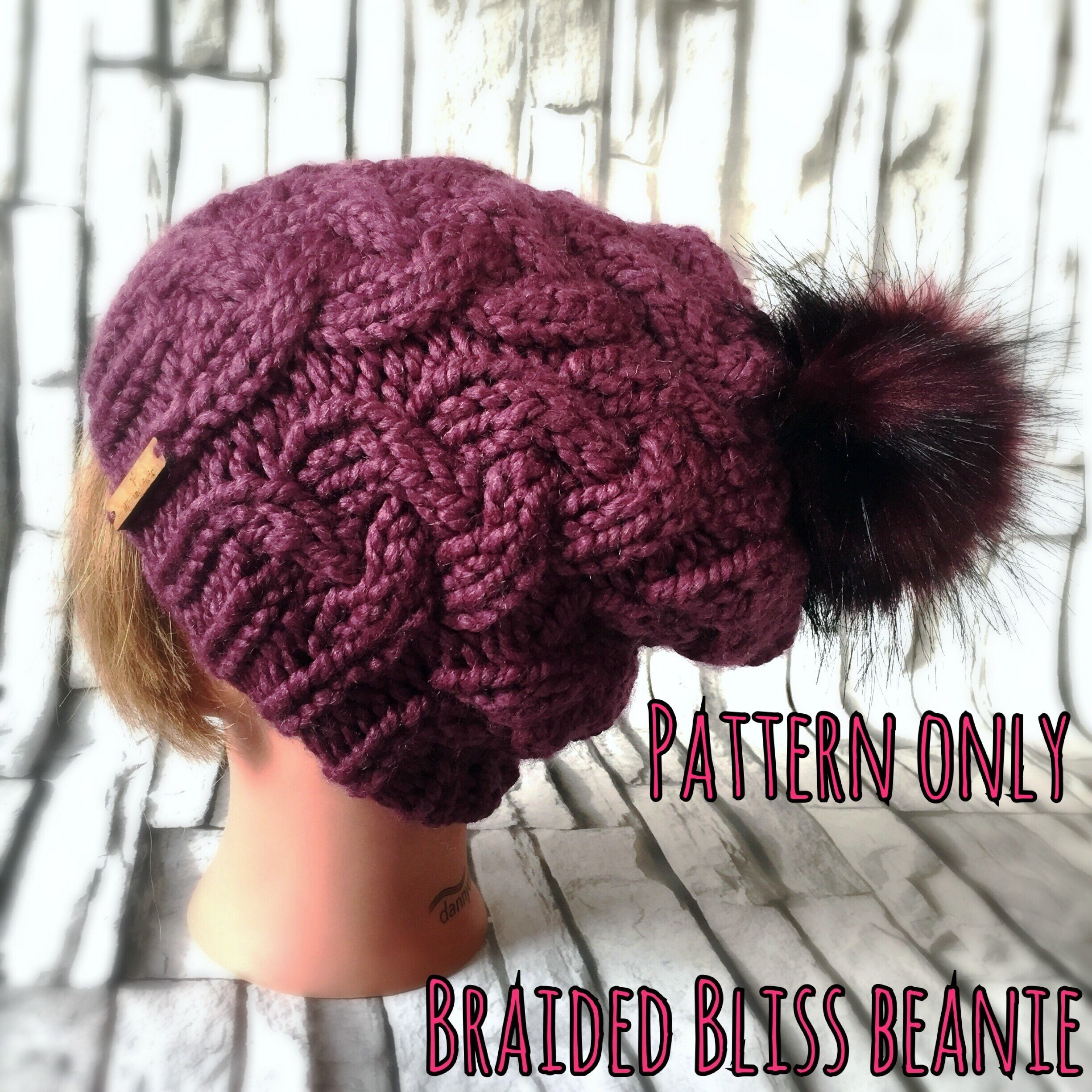 Braided Bliss Beanie Pattern, Super Bulky Yarn Pattern, Braided Cable ...