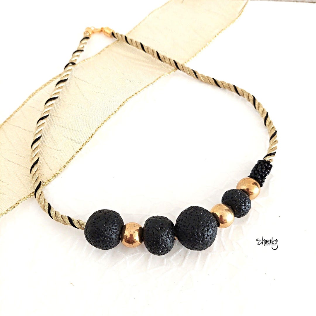 Necklace133n "michelle", Short Necklace, Cord Necklace, Ball Necklace ...
